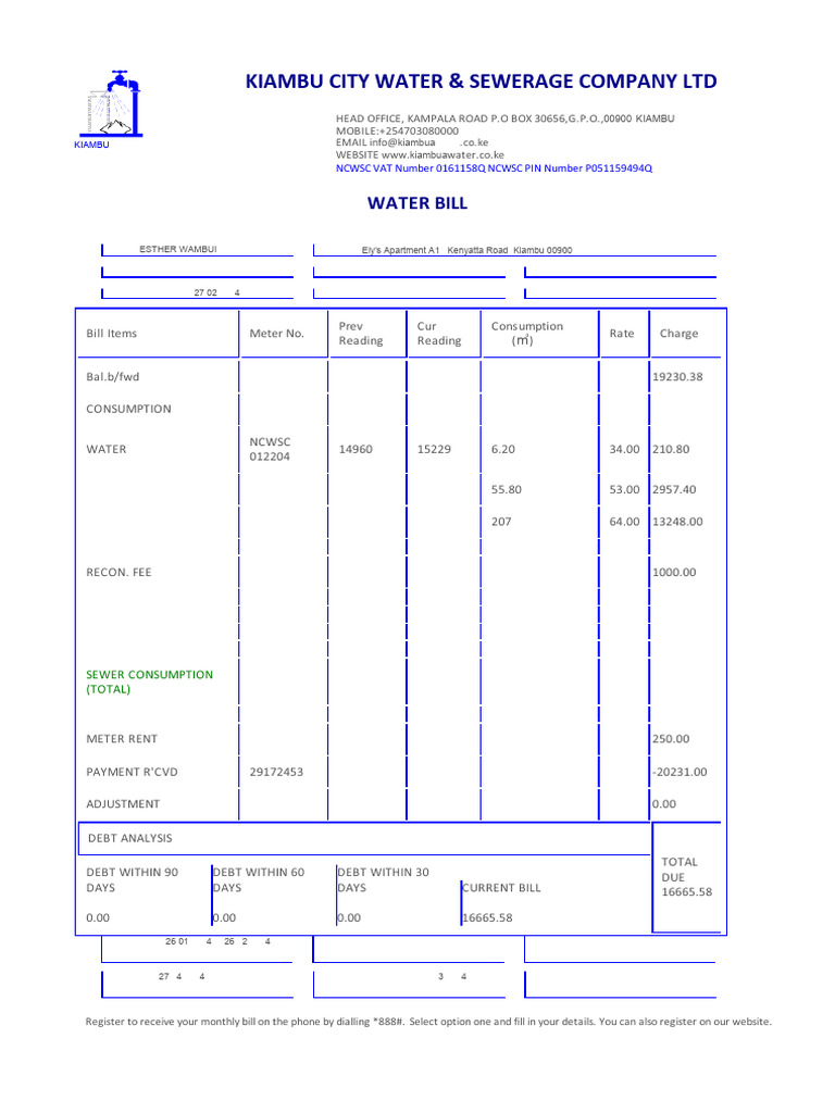 Kiambu Water | PDF | Economies | Payments