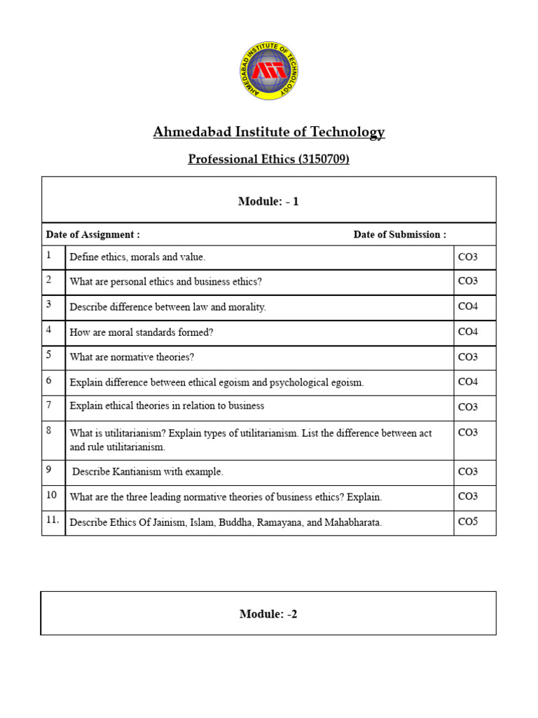 PE - Question Bank | PDF | Morality | Business Ethics