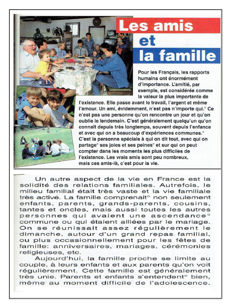 (Compréhension Écrite) Les Amis Et La Famille | PDF