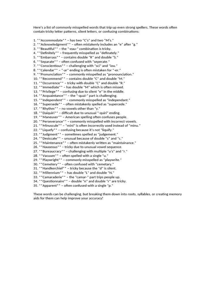 COMMONLYMISSPELLEDWORDS | PDF