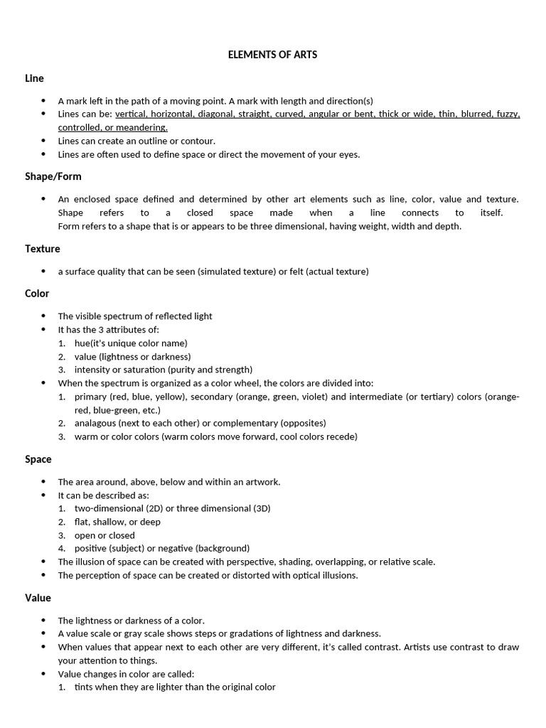 ELEMENTS OF ART-WPS Office | PDF | Composition (Visual Arts) | Color
