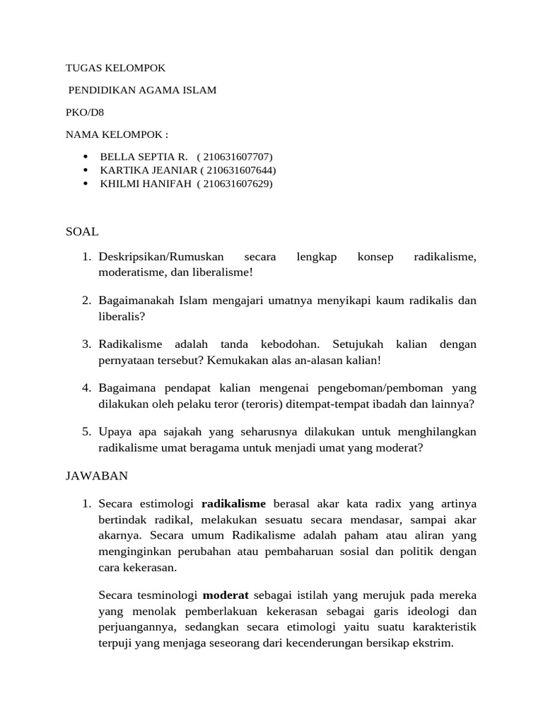 Diskusi Radikalisme dalam Islam | PDF