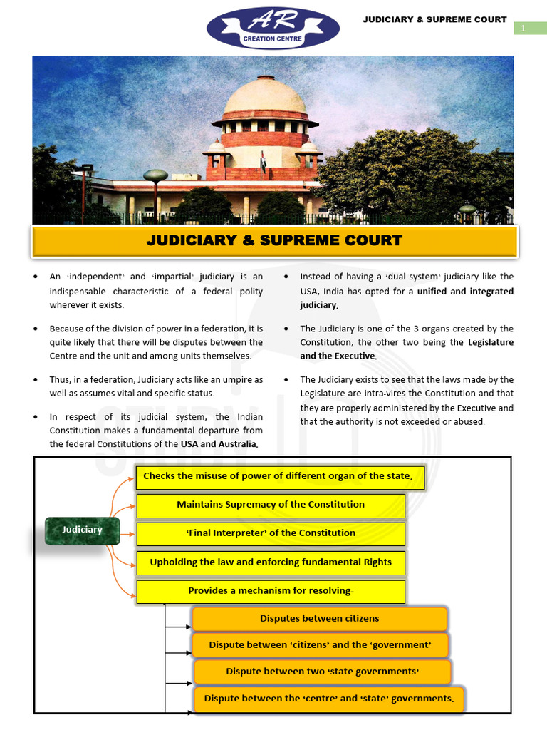 Judiciary & Supreme Court Handouts | PDF | Judge | Supreme Court Of The ...