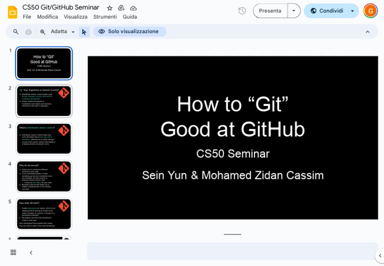 CS50 Git:GitHub Seminar - Presentazioni Google | PDF