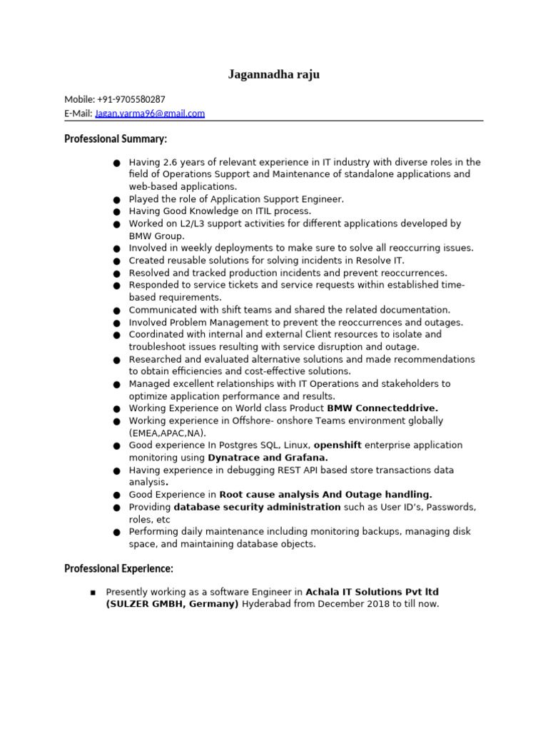 Jagan_resume | PDF | Databases | Computing