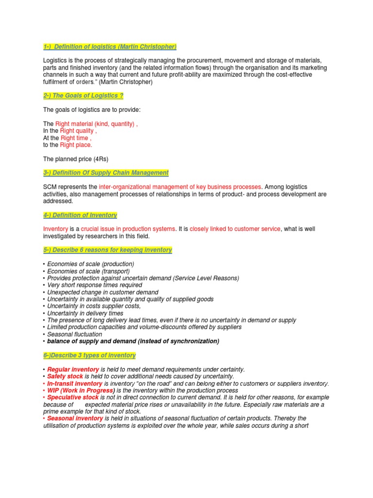 Warehouse Logistics Pdf Warehouse Supply Chain