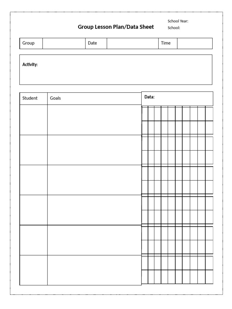 Group Lesson Plan/Data Sheet | PDF