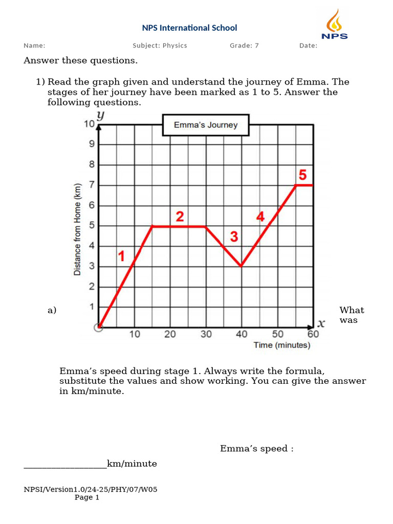 Grade 7 Physics: Speed and Acceleration Worksheet | PDF | Speed | Force