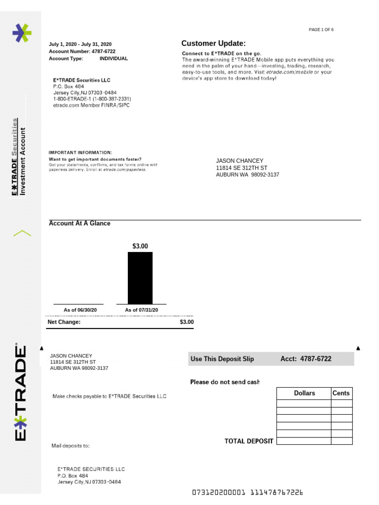 Brokerage Statement - XXXX6722 - 202007 | PDF | Banks | Cash
