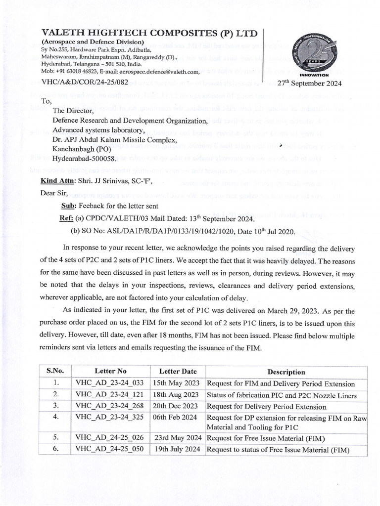 Feedback Letter ASL - P1C & P2C - 1020 | PDF