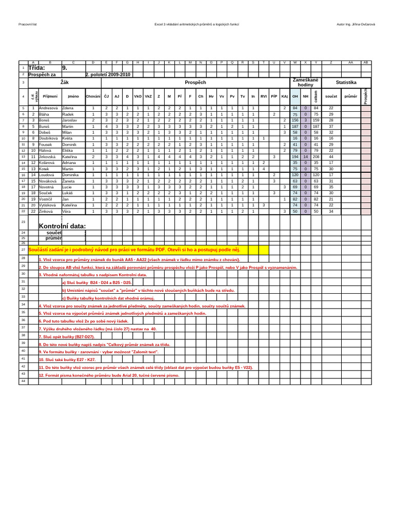 03 III - 2in6 - Excel3 - Funkce | PDF