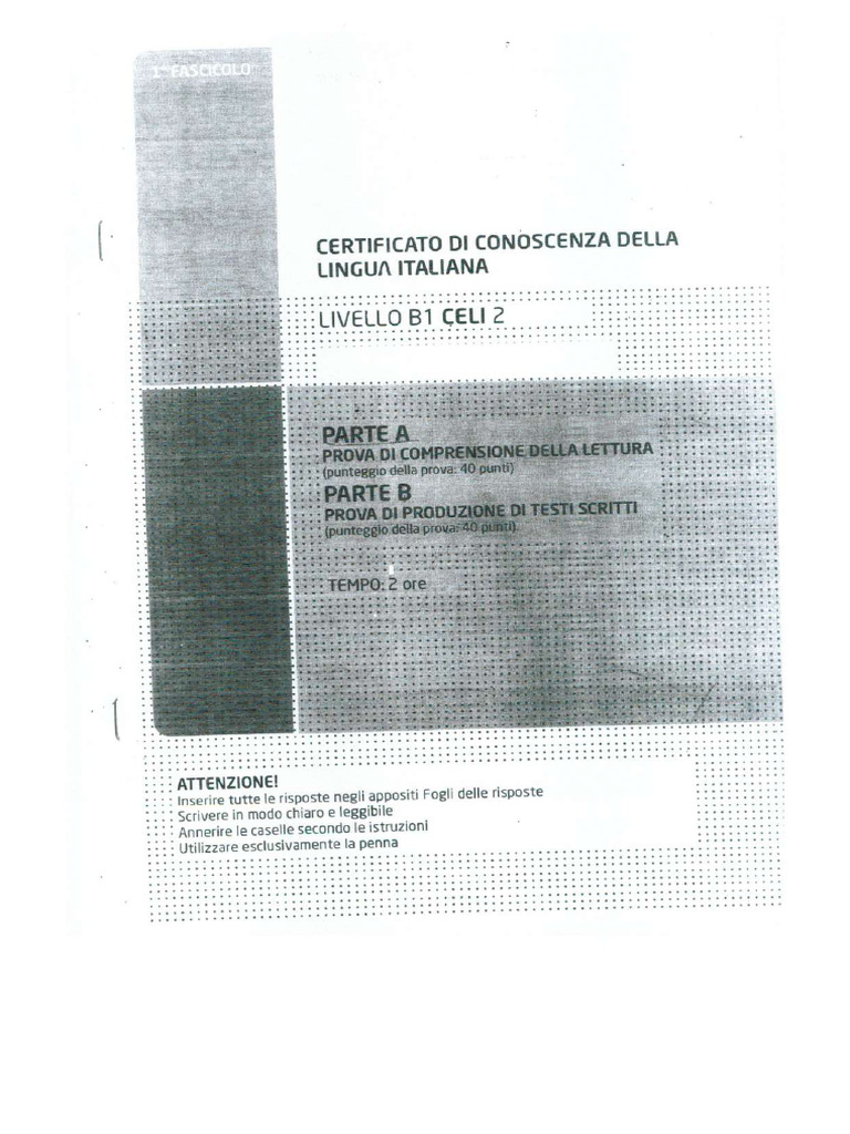 Prova B1 Simulado 1º Fascicolo | PDF