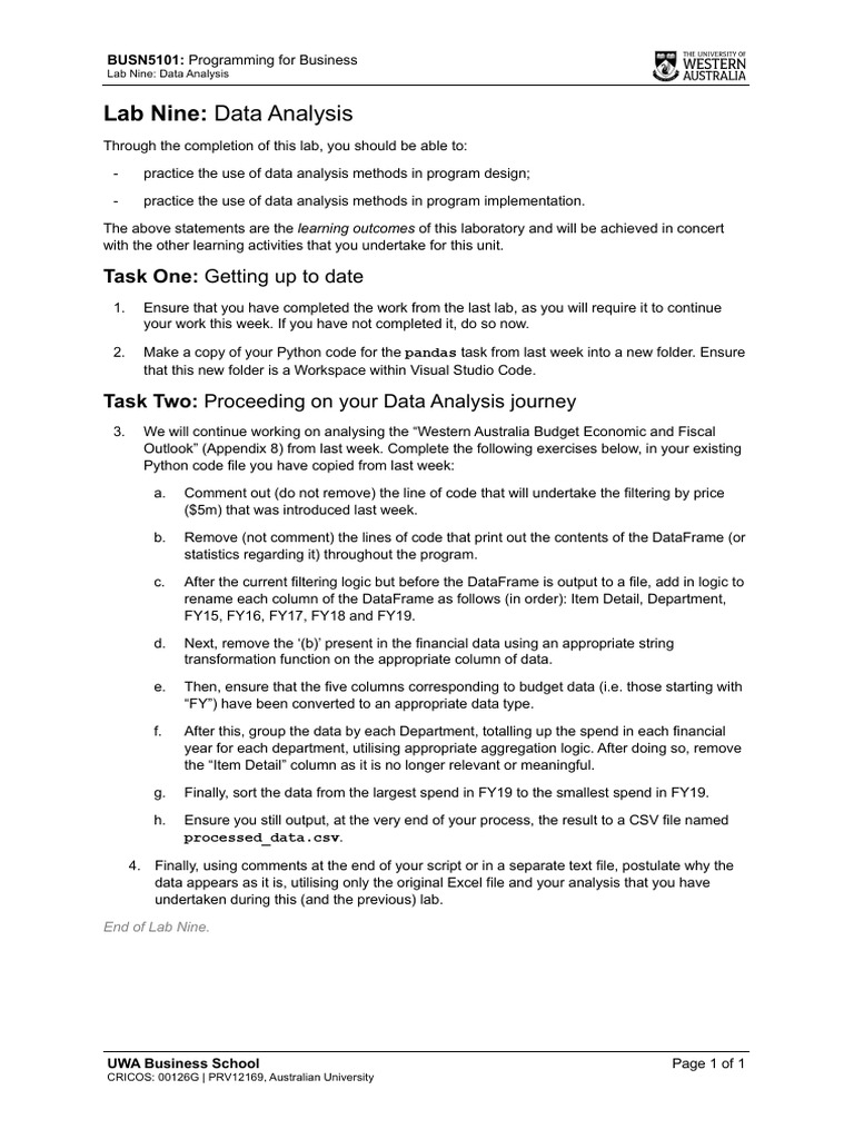 Lab09S-DataAnalysis | PDF | Data Analysis | Computer Programming
