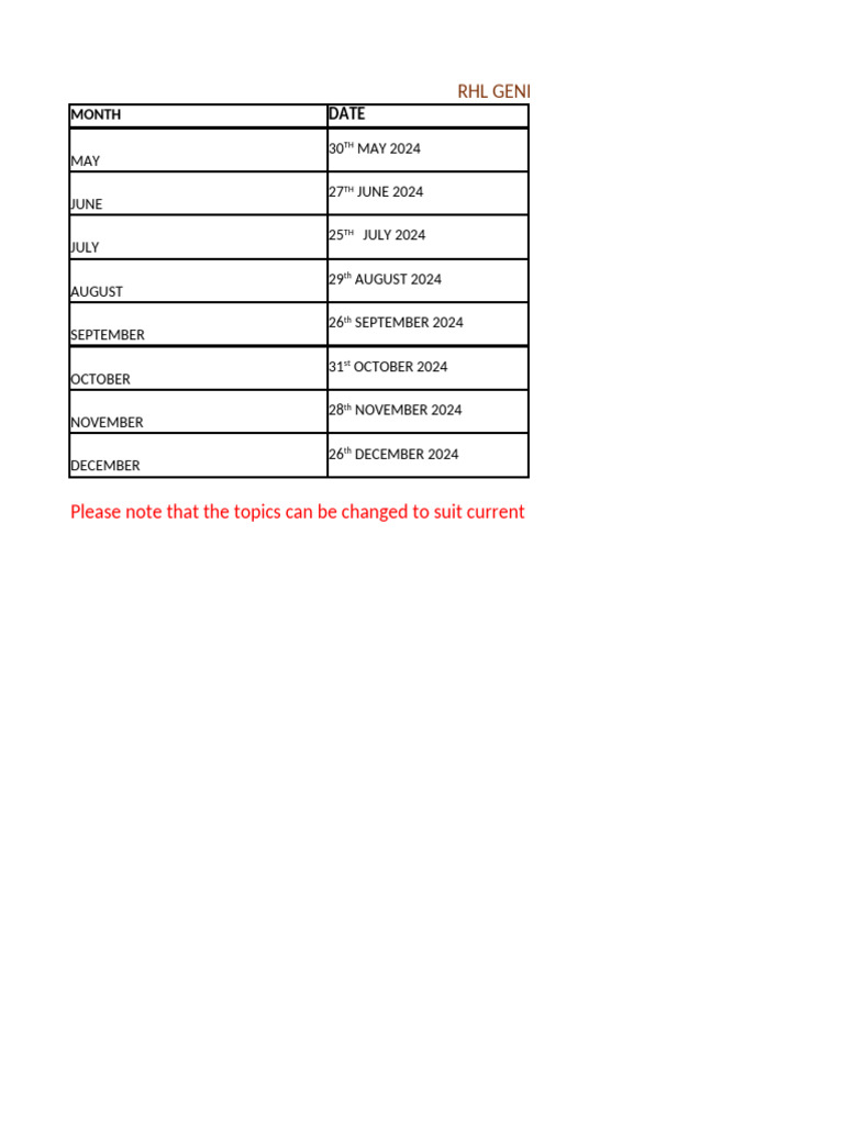 2024 RHL General Meeting Shedule | PDF