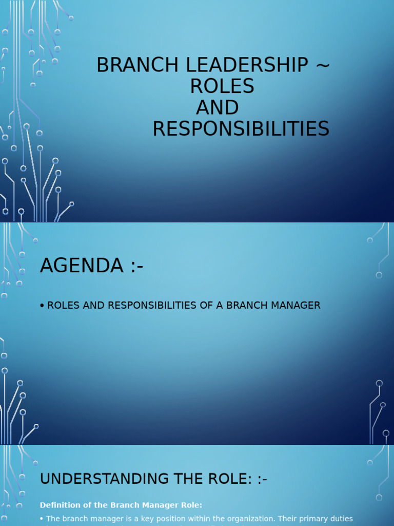 Branch Manager Roles & Responsibilities | PDF | Leadership | Policy