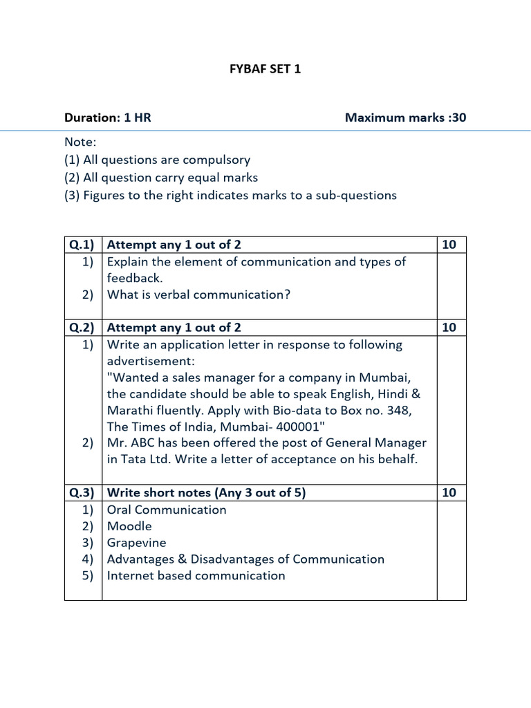 Fybaf Set 1 | PDF | Career & Growth