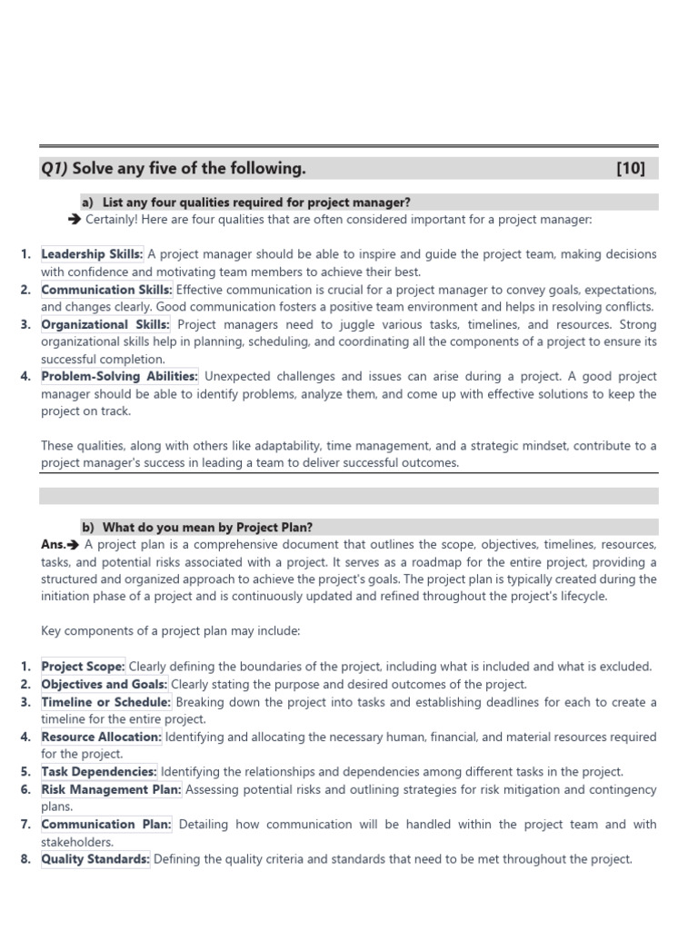 Software Project Management. Model Answer Paper | PDF | Net Present Value | Project Management