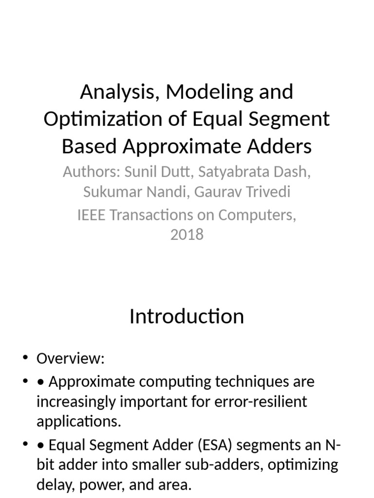 Approximate Adders Presentation | PDF | Mathematical Optimization | Mathematical Model
