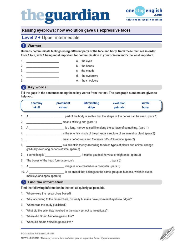 WNL Raising Eyebrows How Evolution Gave Us Expressive Faces Upp | PDF ...