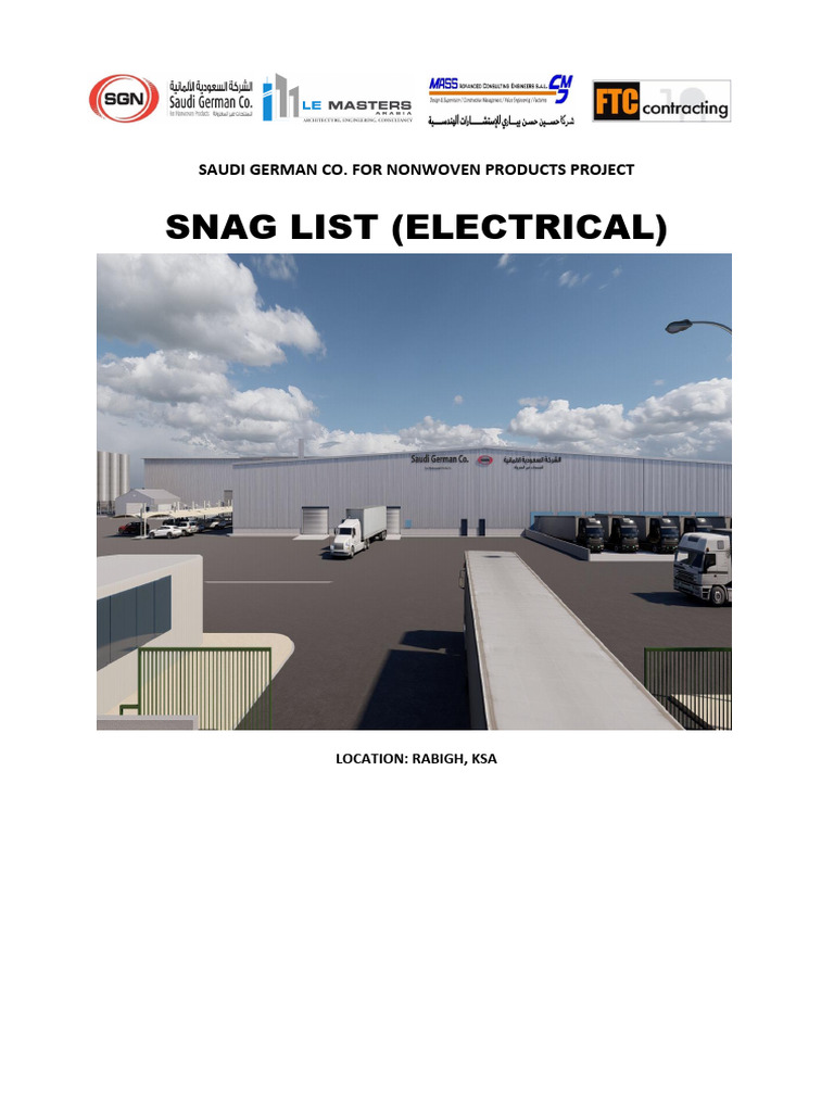SGN - Snag List (Electrical) | PDF | Wire | Electrical Engineering