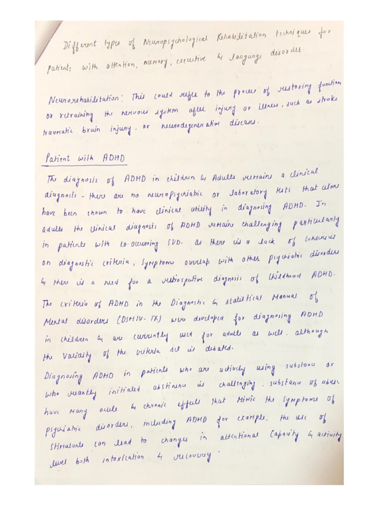 Patient With ADHD Notes | PDF
