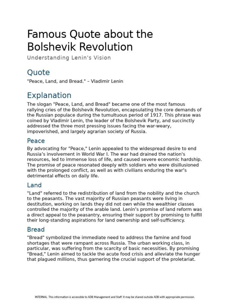 Famous Quote About The Bolshevik Revolution | PDF | Vladimir Lenin ...