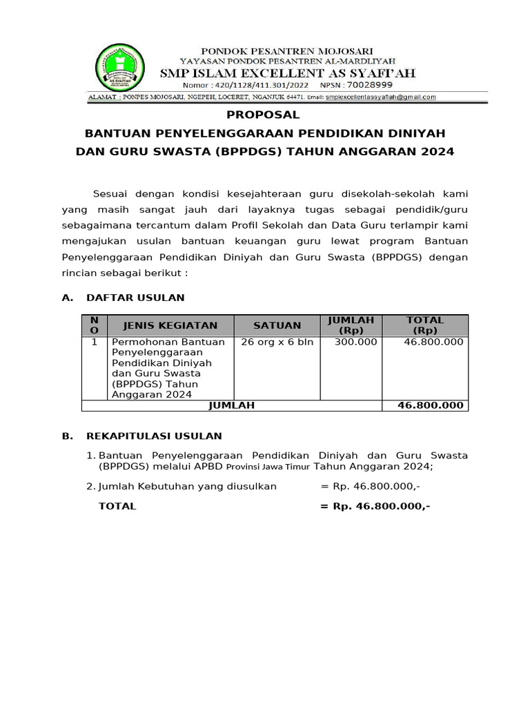 Proposal BPPDGS 2024 - Provinsi | PDF