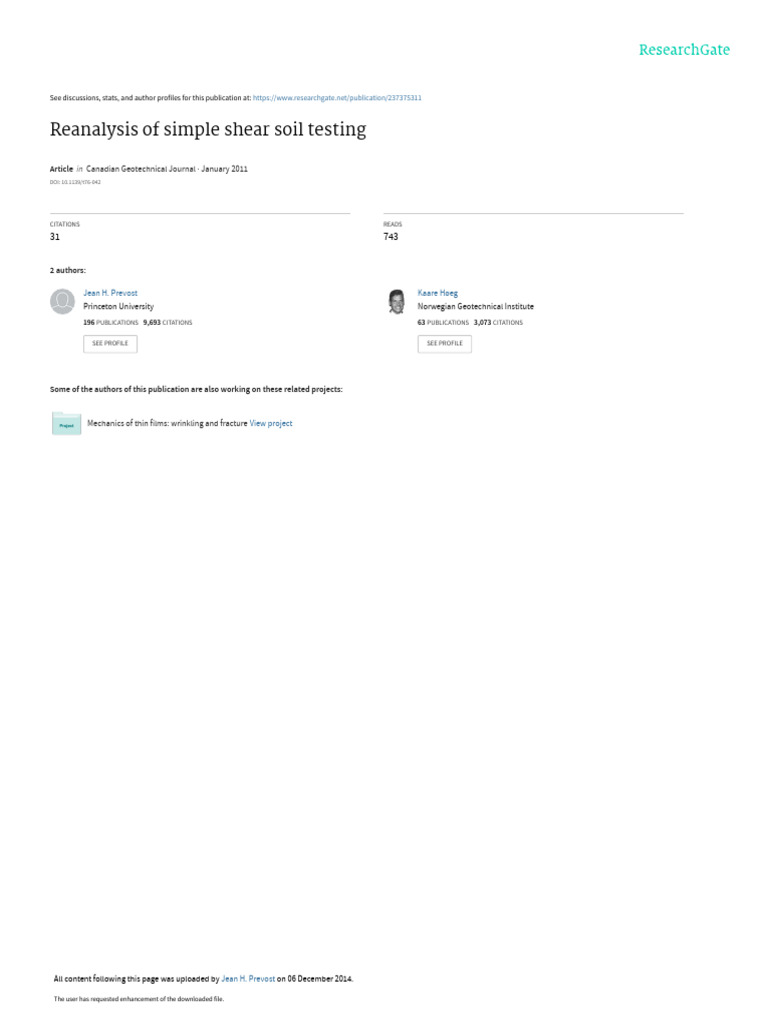 Reanalysis of Simple Shear Soil Testing | PDF | Science & Mathematics ...