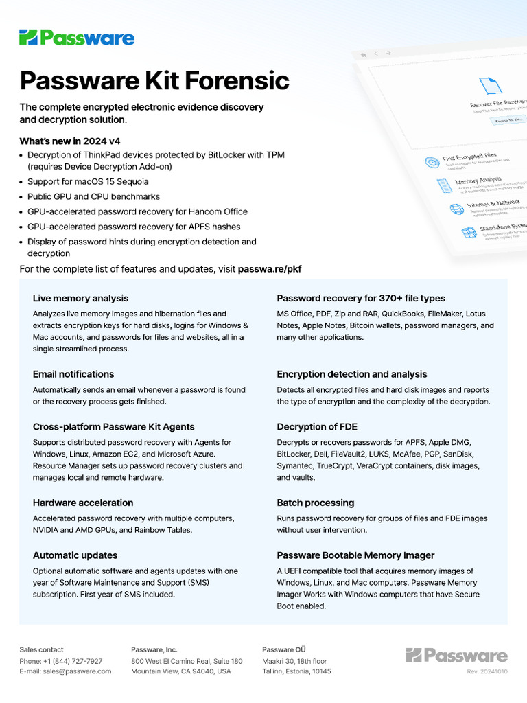 Passware Kit Forensic Datasheet | PDF | Graphics Processing Unit ...
