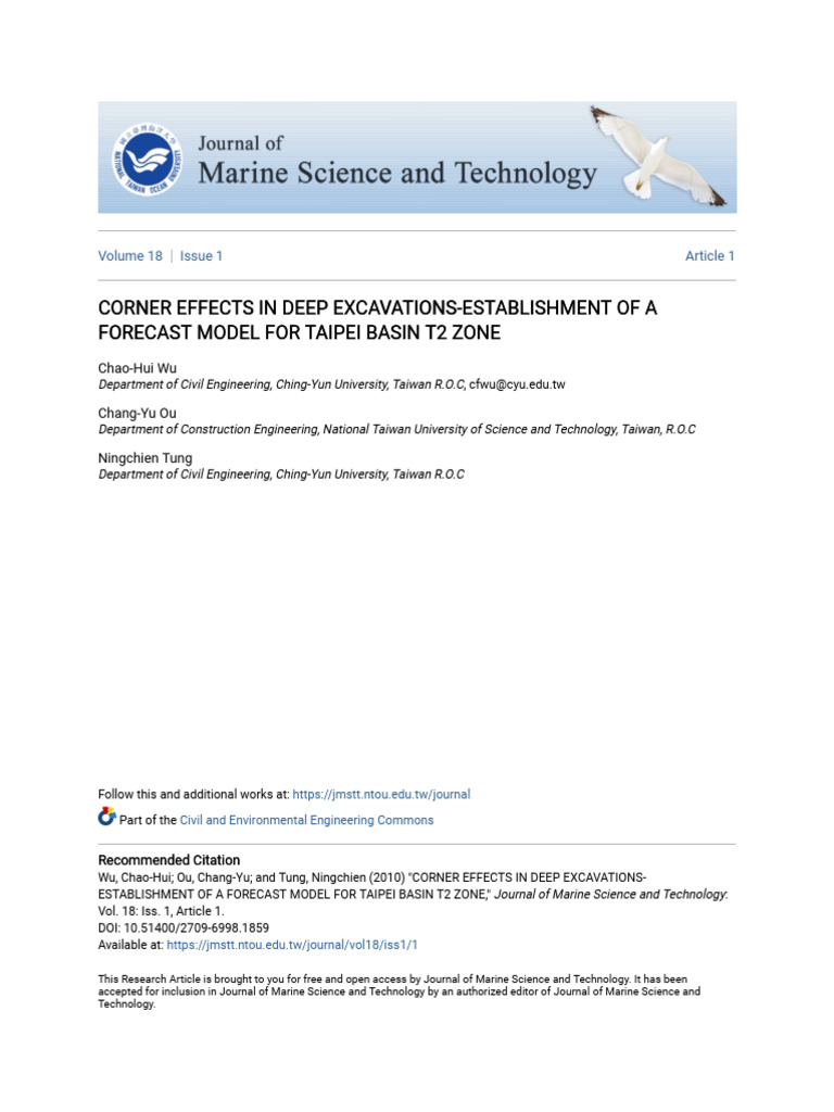 Corner Effects in Deep Excavations-Establishment of A Forecast Mo | PDF ...