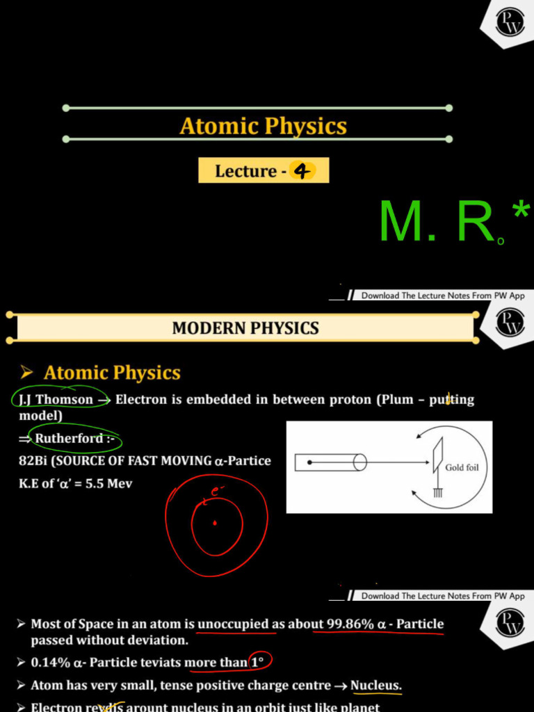 Modern Physics Lec 04 Classnotes Manish Raj Sir Neet Crash Course | PDF