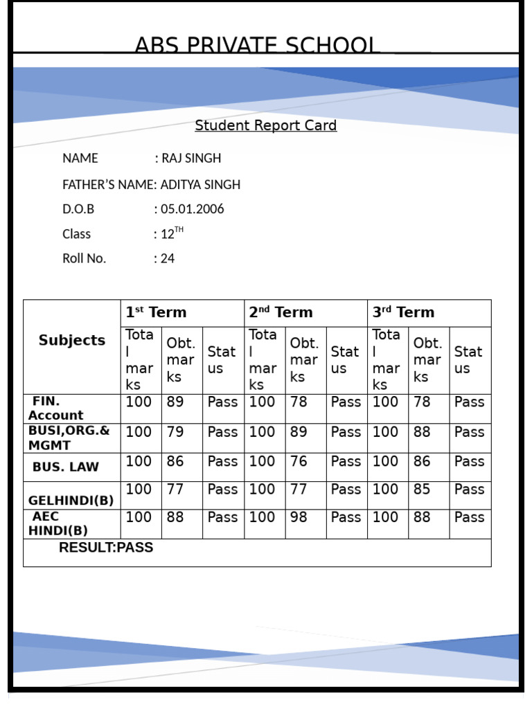 Student Report Card | PDF