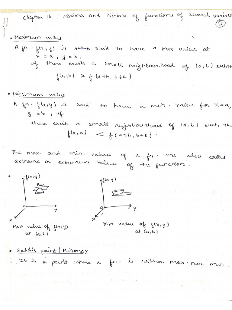 Topic 4 Maxima and Minima of Functions of Several Variables (Unit 3) | PDF