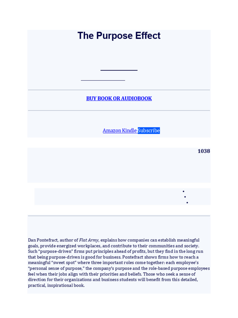The Purpose Effect | PDF | Employment | Employee Retention
