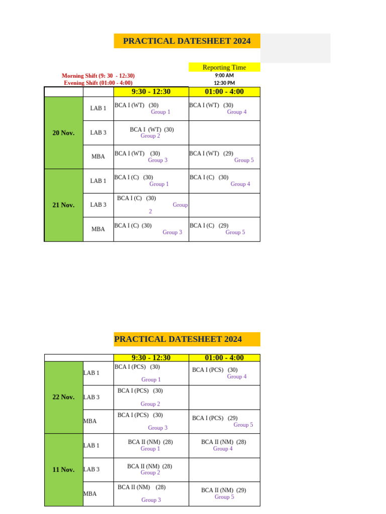 2024 Practical Exam Schedule | PDF
