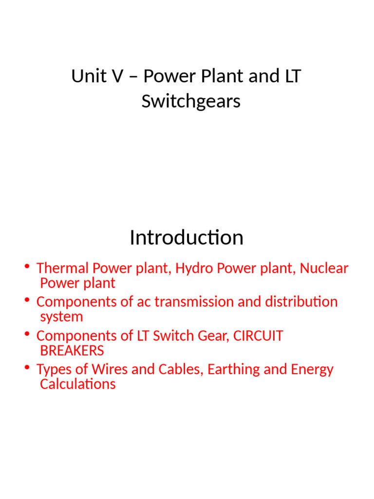 Unit v – Power Plant and LT Switchgears | PDF | Fuse (Electrical ...