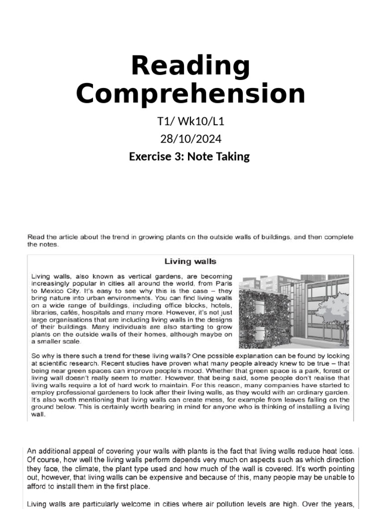 Reading Comprehension Y11 WK 10 | PDF