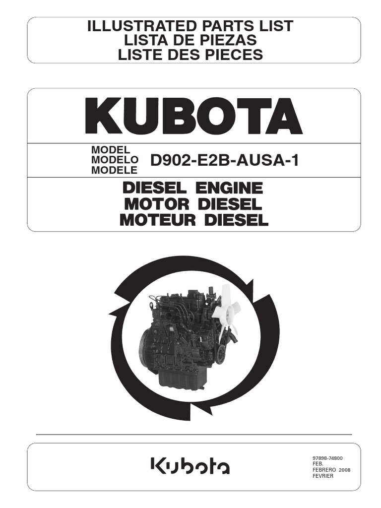 Parts Manual Kubota D902-E2B-AUSA-1 Engine | PDF