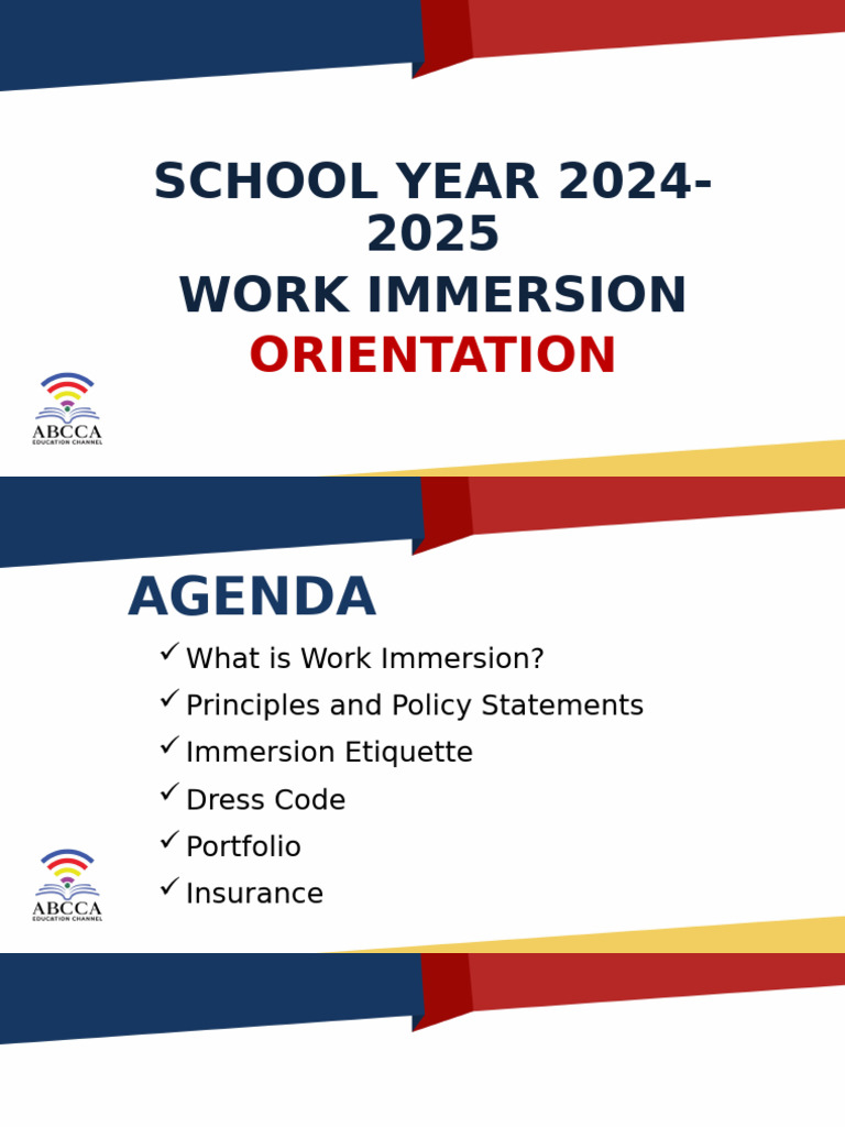 Immersion Orientation Pdf Career Growth Finance Money Management