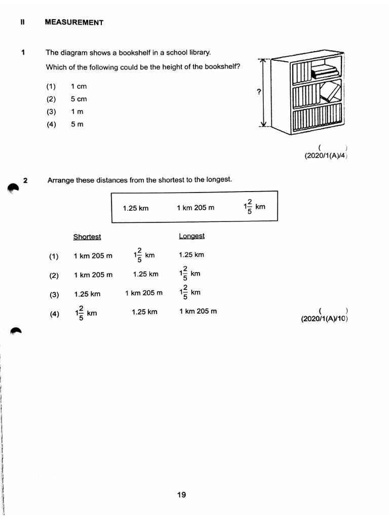 PSLE YEARLY 2018-20 Maths Measurements | PDF