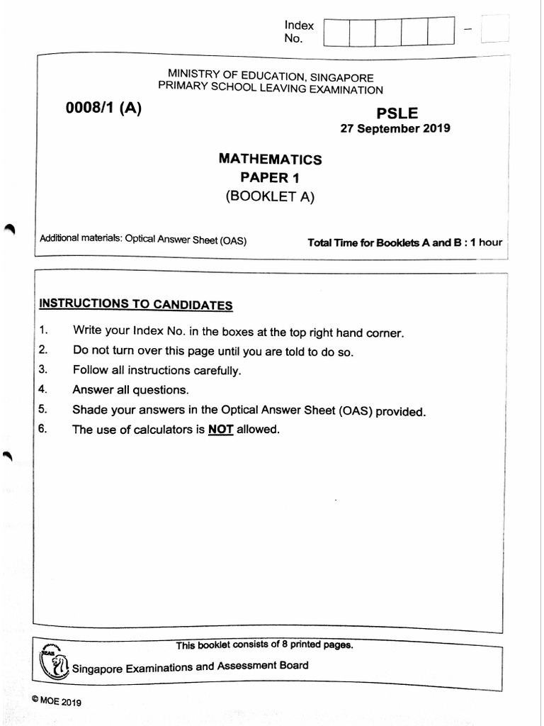 PSLE 2019 Maths | PDF