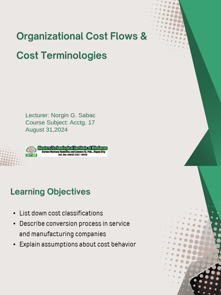 Organizational Cost Behavior and Cost Terminologies | PDF