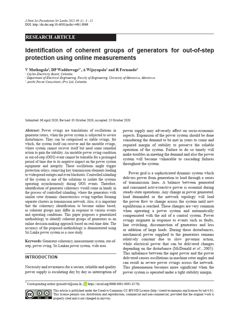 Identification of Coherent Group of Generators | PDF | Electric Power ...