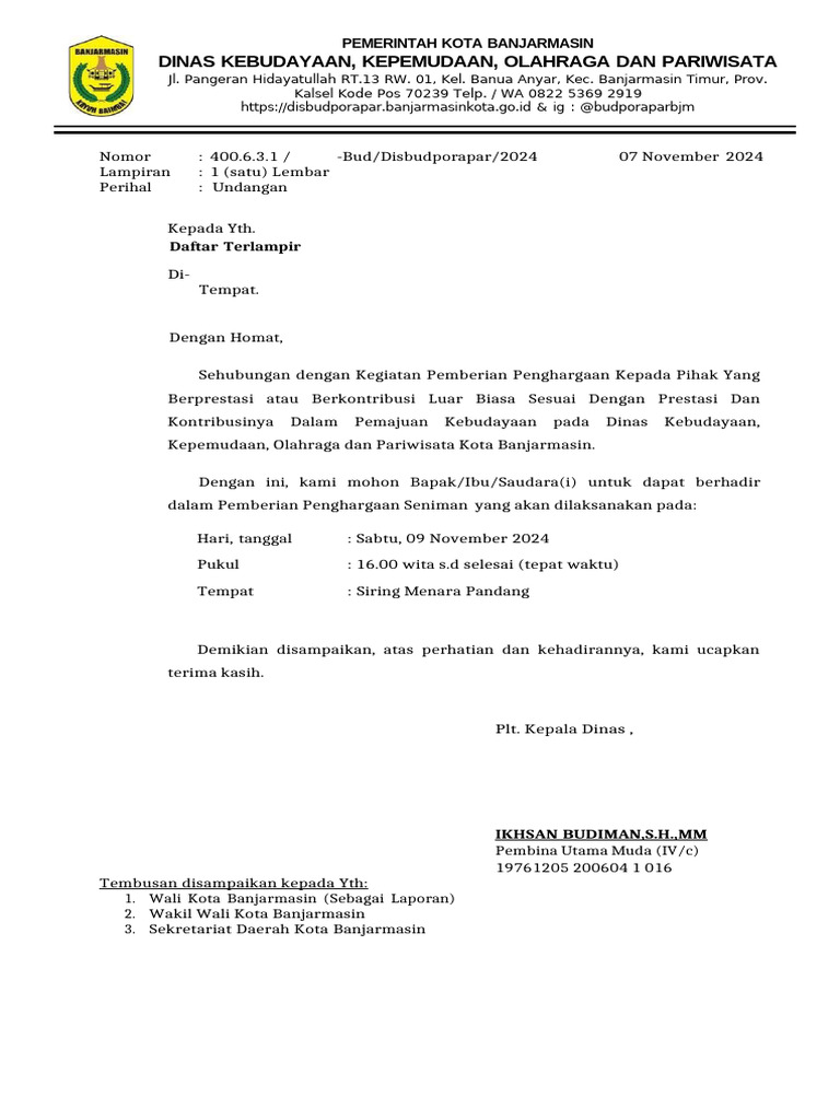 Surat Undangan Kegiatan | PDF