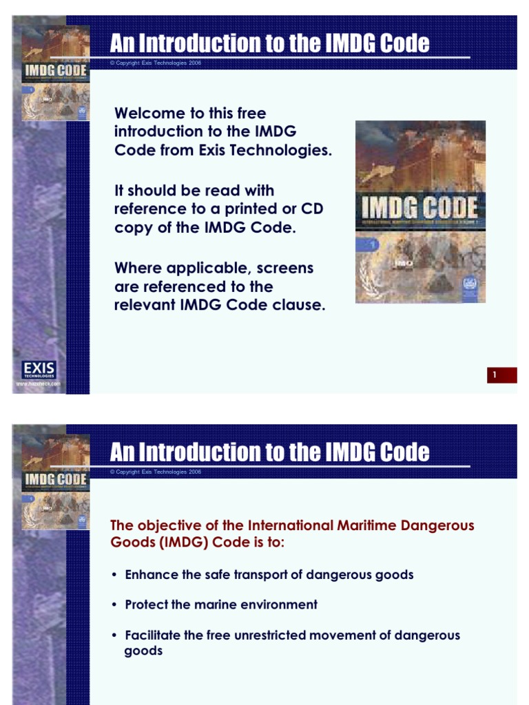An Introduction To The IMDG Code | PDF | Dangerous Goods | Transport