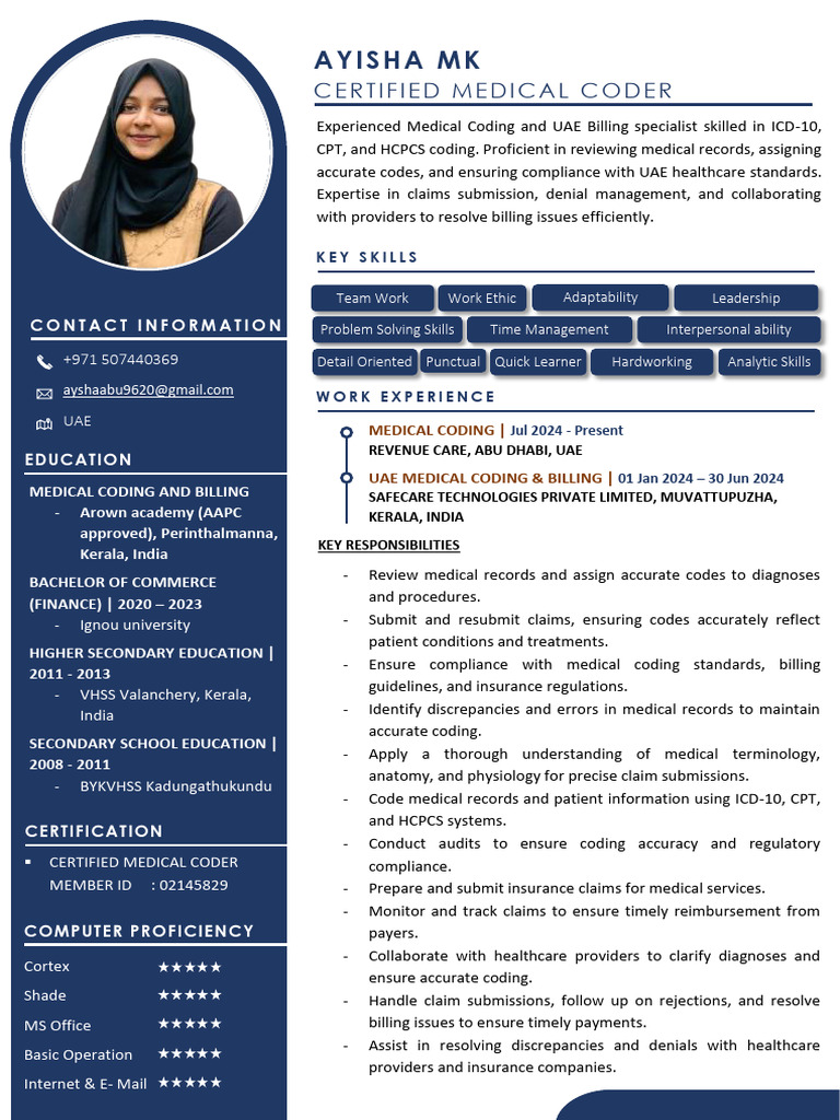 Ayisha MK CV-2 | PDF | Medical Record | Regulatory Compliance