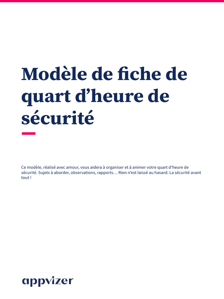Modèle Fiche Quart Dheure de Sécurité | PDF