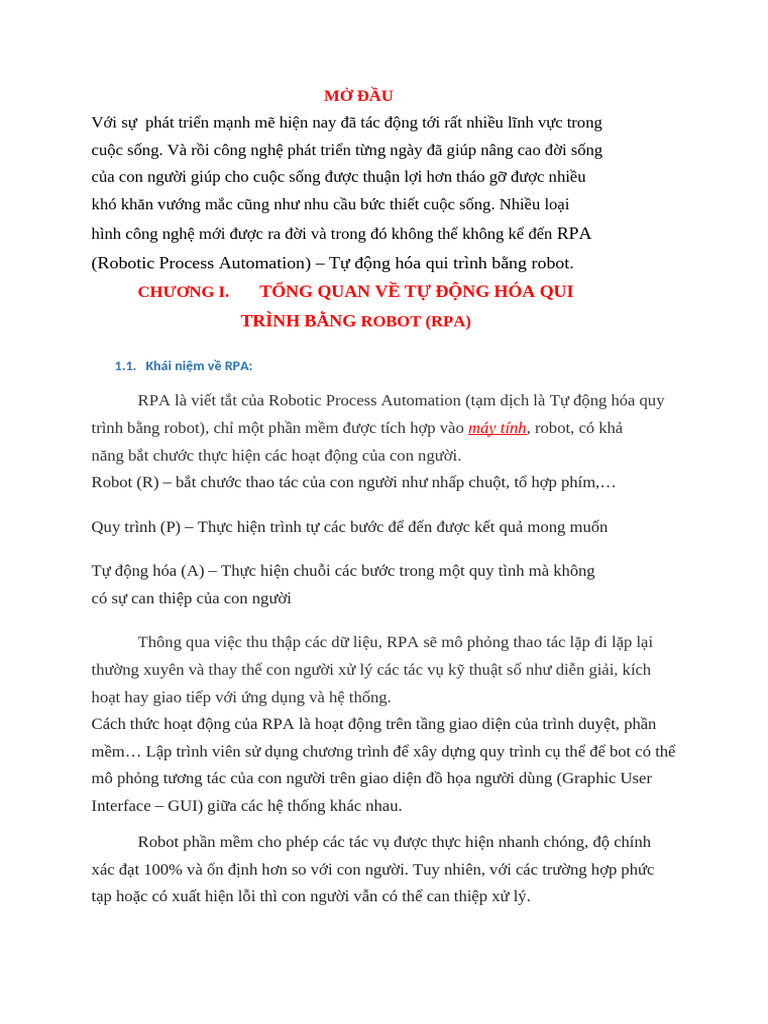 RPA (Robotic Process Automation) - Tự động hóa qui trình bằng robot | PDF