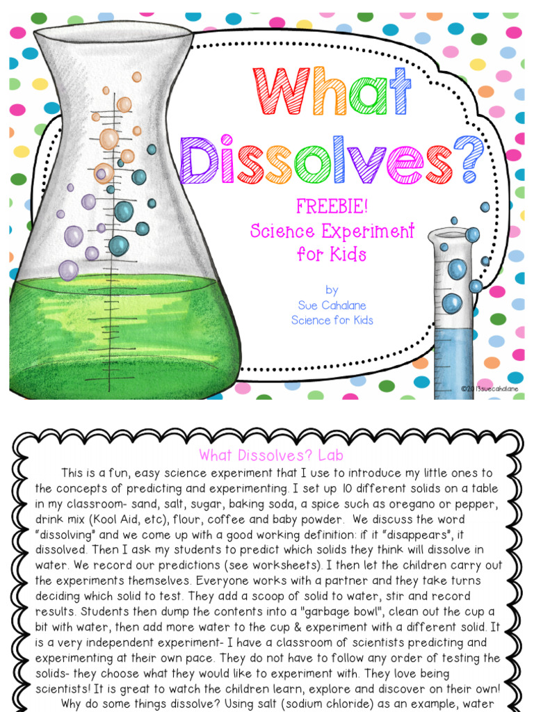 Freebie! Science Experiment For Kids | PDF | Water | Chemical Substances