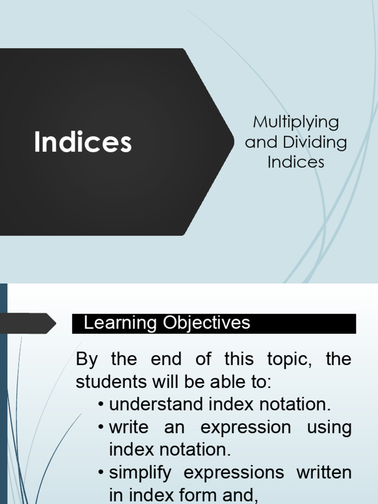 1 Indices Multiplication and Division Rule | PDF | Career & Growth | Teaching Methods & Materials